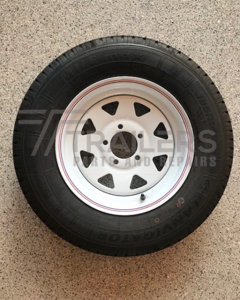 14″ Ford white Sunraysia rim with 195R14C light truck tyre fitted ...
