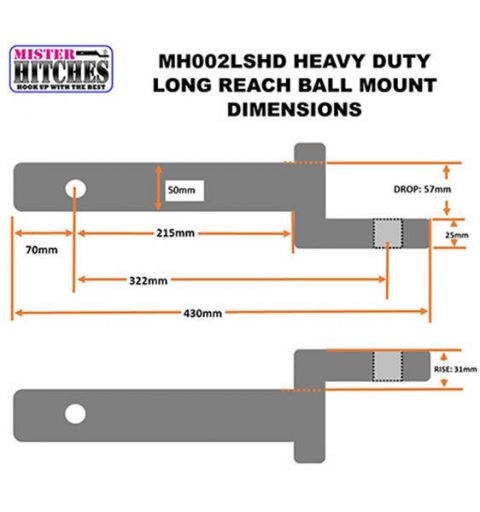 Heavy Duty 322mm Mister Hitch Solid Tow Bar Receiver 3650kg | Trailers ...